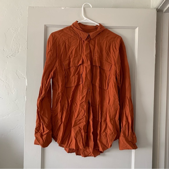 a new day | Tops | A New Day Burnt Orange Rust Button Up With Pockets ...